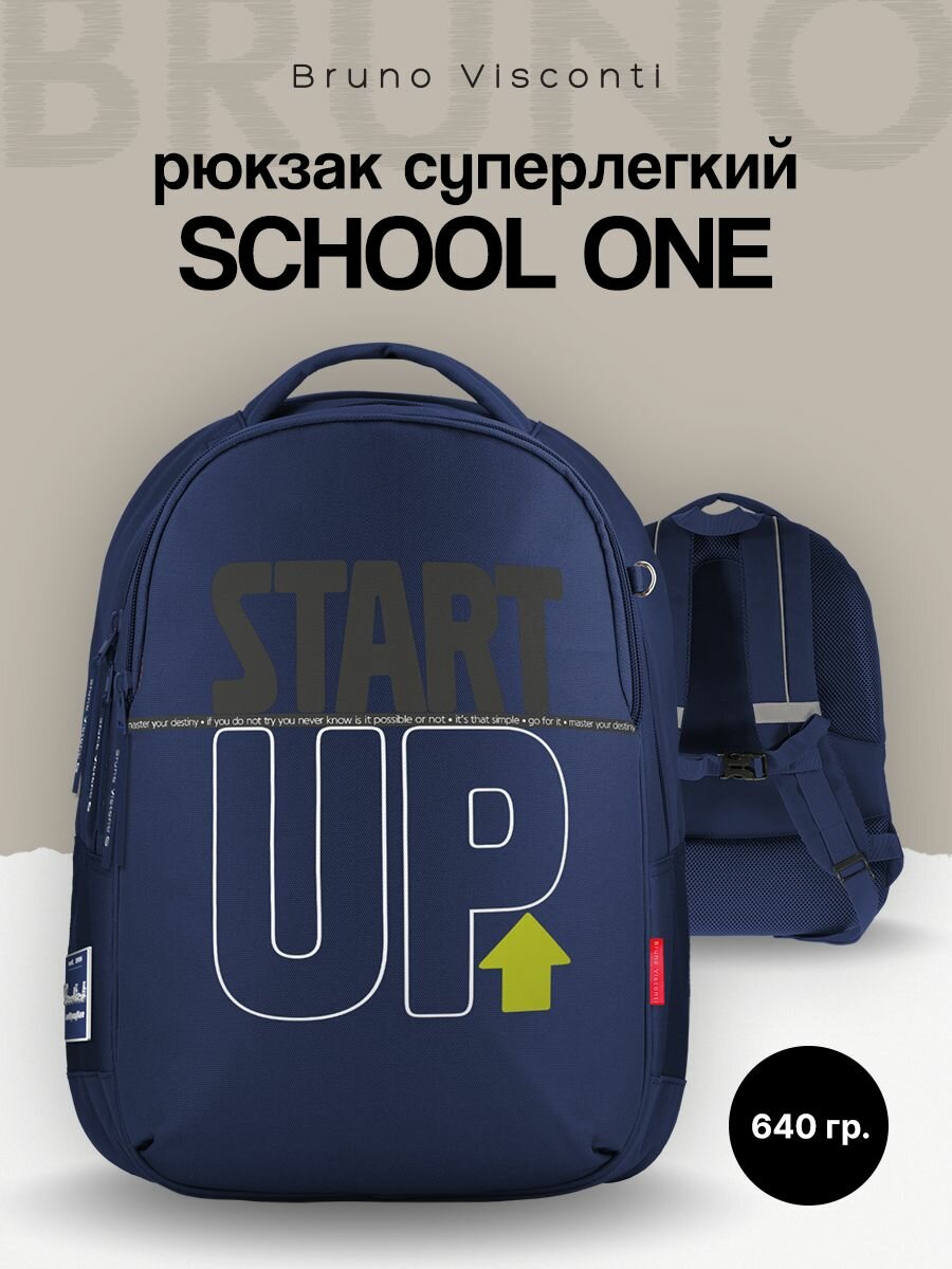 Рюкзак школьный для мальчиков Bruno Visconti суперлегкий эргономичный "START UP" / ранец школьный 640 гр. арт.12-008-027/02