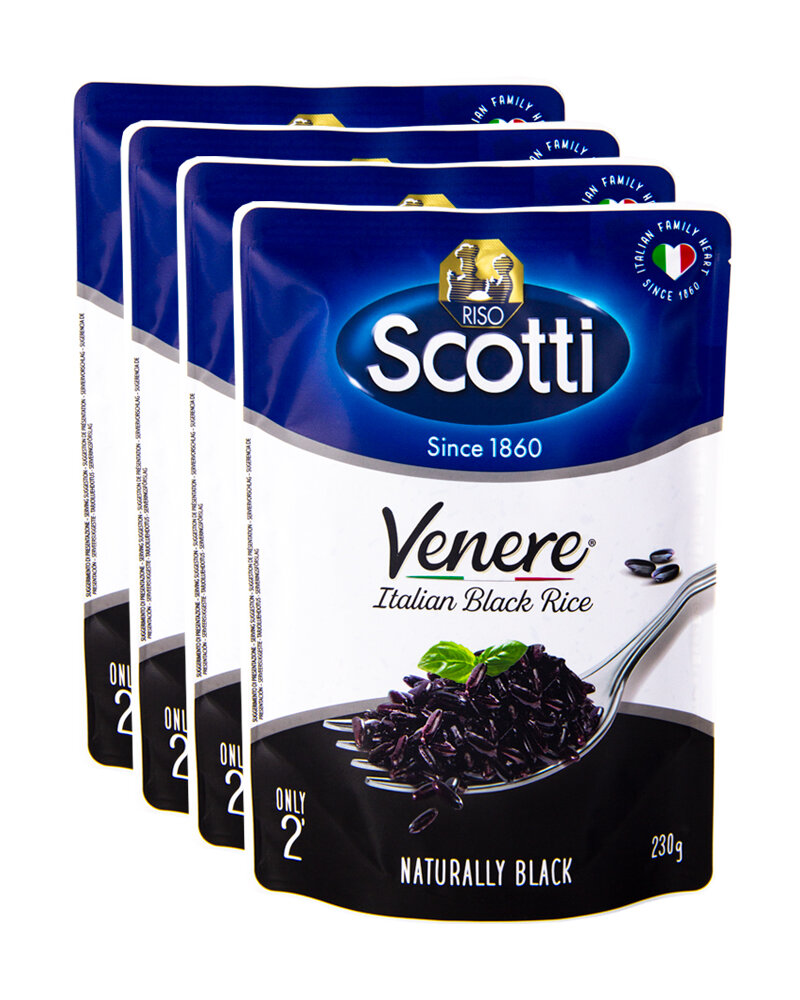 Рис Riso Scotti Цельнозерновой Среднезерный Пропаренный Черный Venere готовый к употреблению 230 гр. - 4 шт