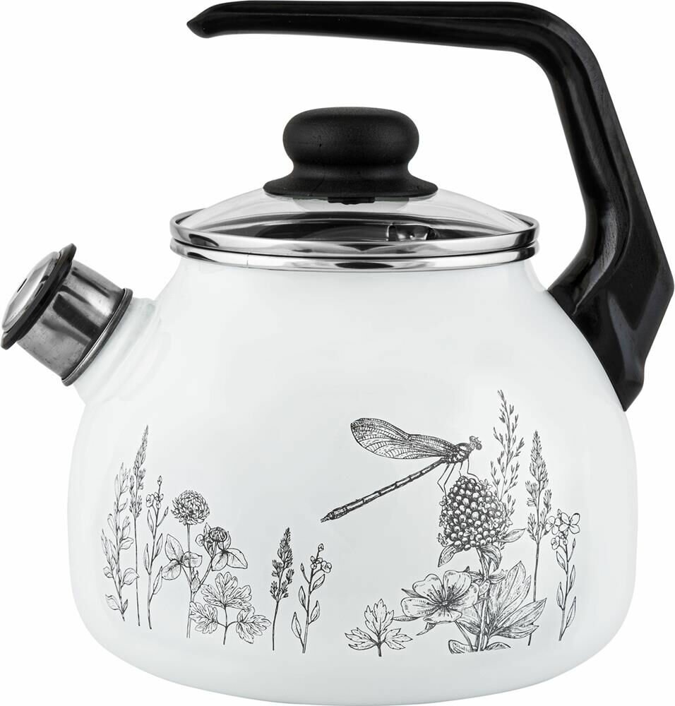 Чайник для плиты 4с209я FLORA-2 эмал 3,0л со свистком