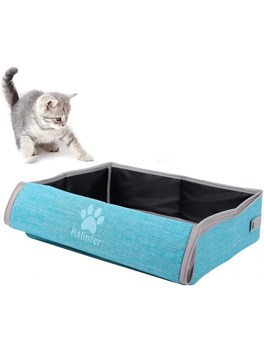 Кошачья коробка для путешествий, зеленый цвет складной складной водонепроницаемый без утечки