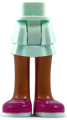 Mini Doll Hips and Skirt Layered, Medium Nougat Legs and Magenta Shoes with 2 White Laces Pattern - Thick Hinge, 92250c00pb16 Light Aqua N