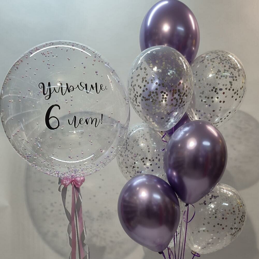 Нежная композиция для девочки из шаров с гелием, шары с гелием, шары на праздник