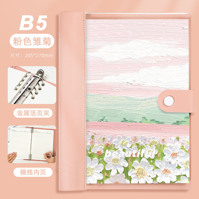 Блокнот "Ретро-картина", B5, ромашка, с горизонтальной линией, на отрывных листах