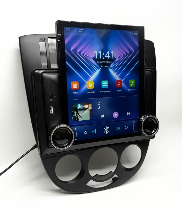 Большая магнитола Tesla Drive One 4/64 с крутилками Chevrolet Lacetti кузов седан (черная рамка)