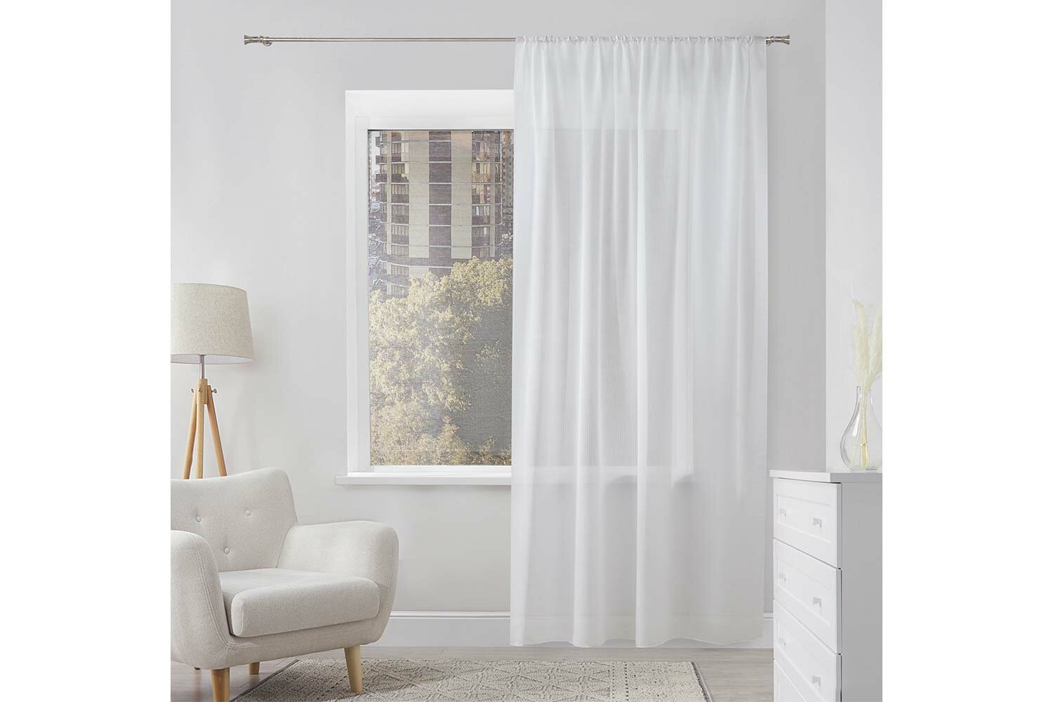 Тюль ESTUDI BLANCO Gloss, 200х280 см, батист, на ленте, цвет белый