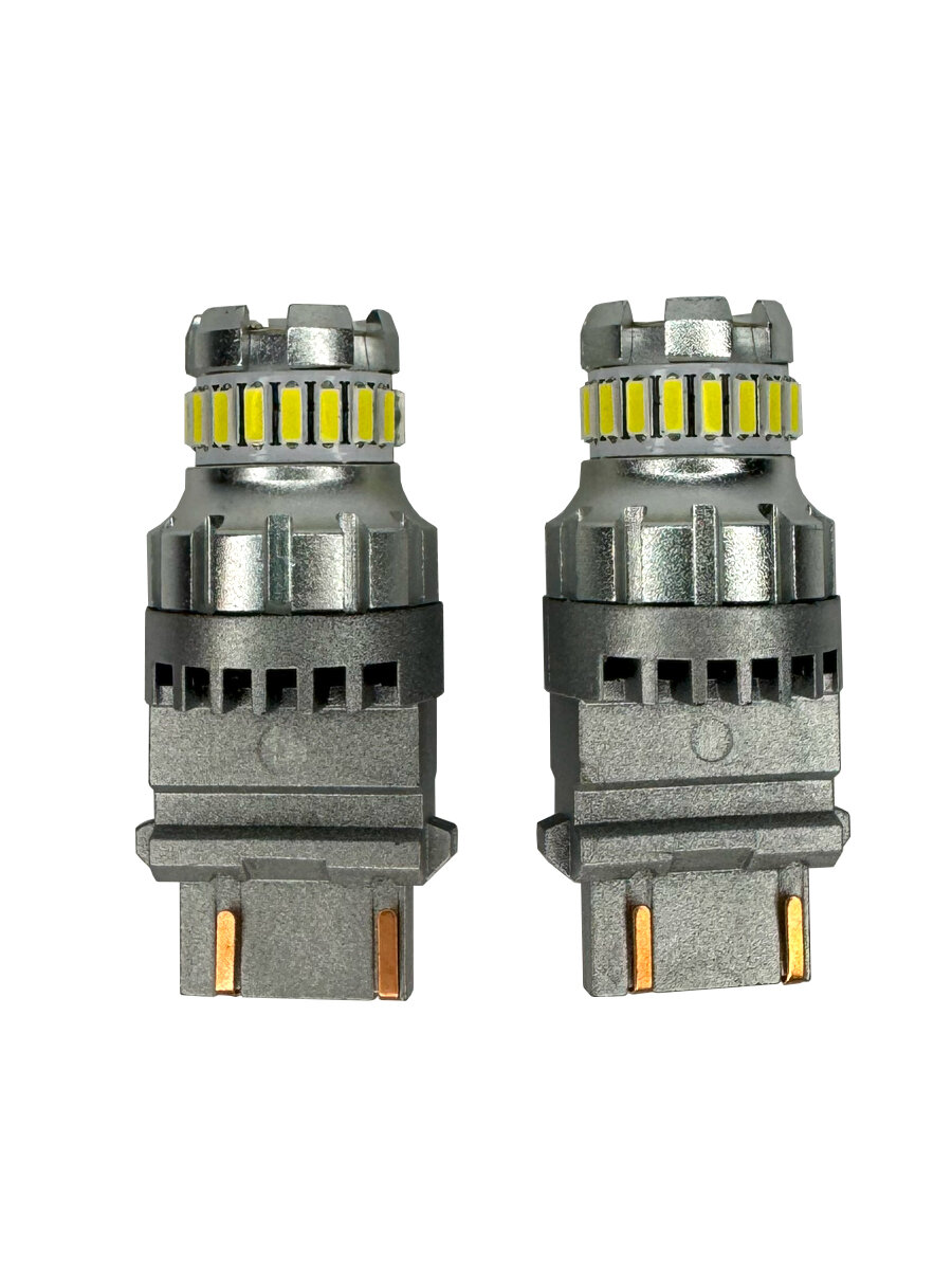 Лампы led сигнальные 2шт Lightbay Zircon 3157 W21/5W в автомобильные фонари белый 5000К в задний ход, дхо