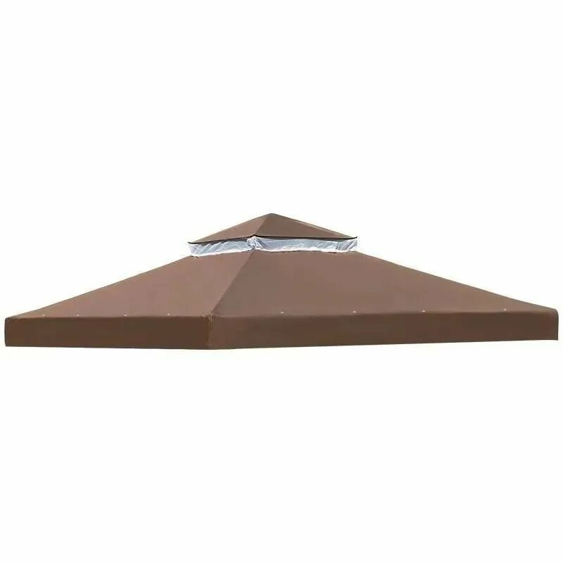 Наружный тент с двойным верхом 3х3м для беседки, Только верхняя часть, коричневый