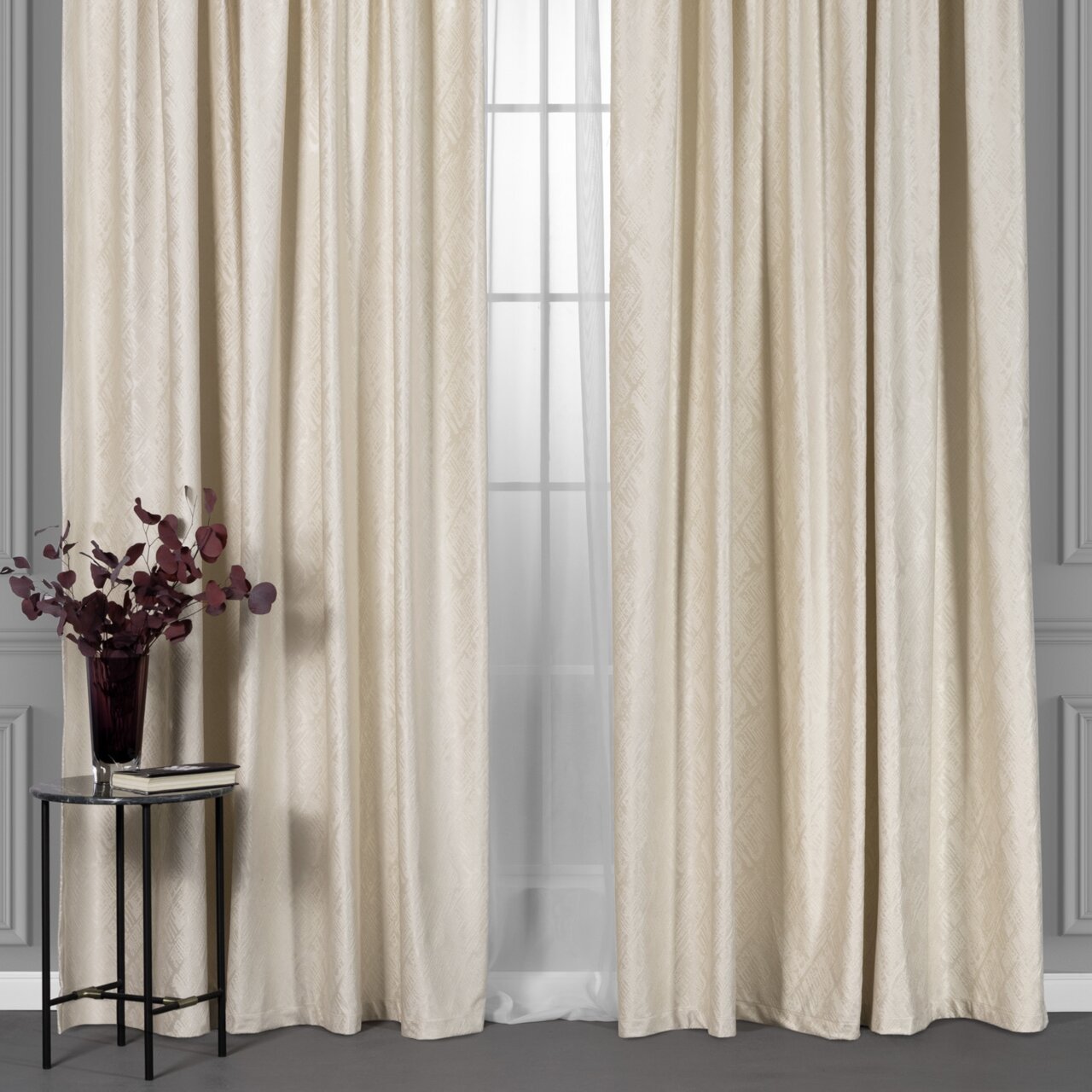 Штора на ленте Daily by T Венуа, полиэстер экрю, размер 200x260 см, долговечная ткань