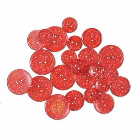 Набор пуговиц BLUMENTHAL LANSING "Glitter Buttons", красные, 20 шт