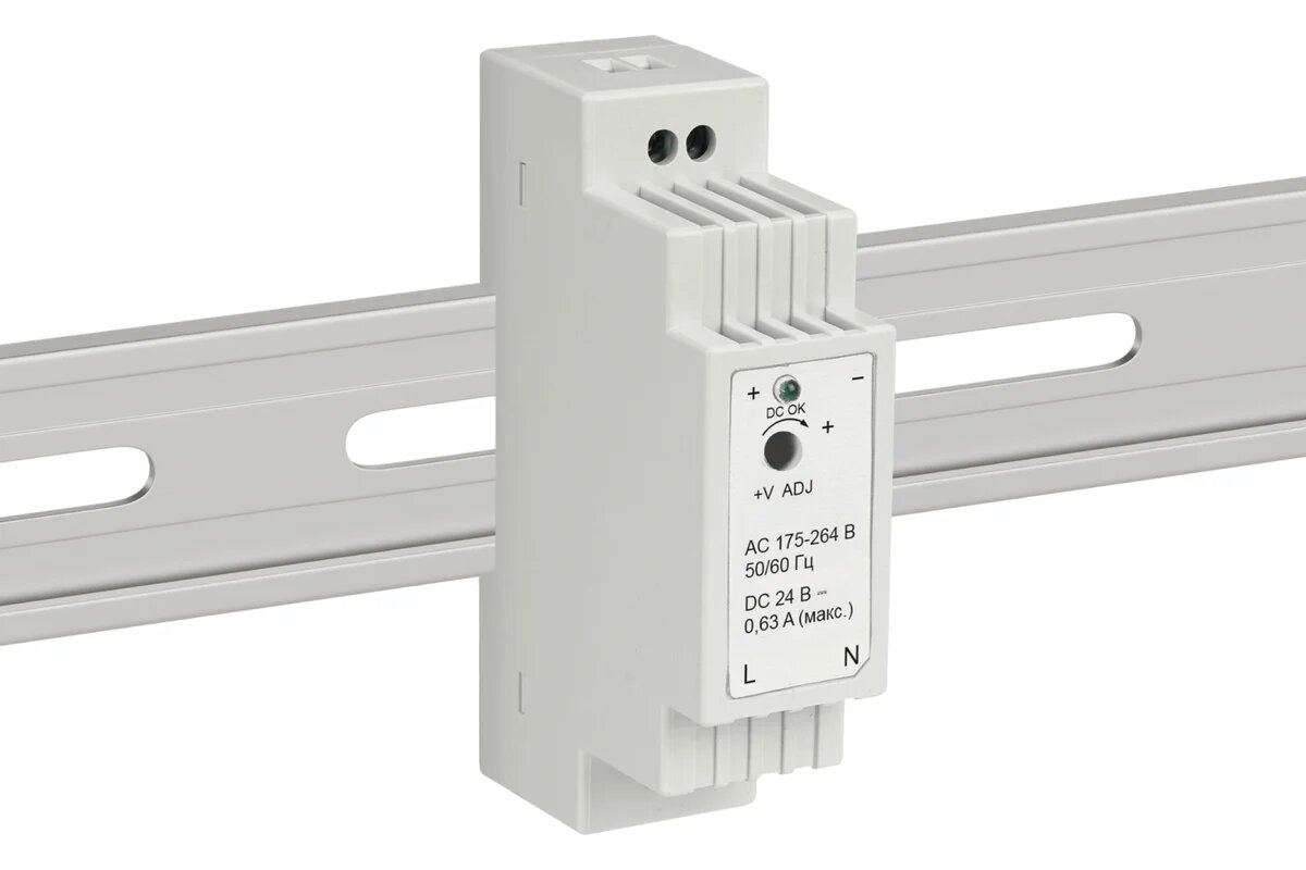 Apeyron DIN-рейка блок питания 24V 15Вт 0.63A IP20 пластиковый белый корпус 03-163