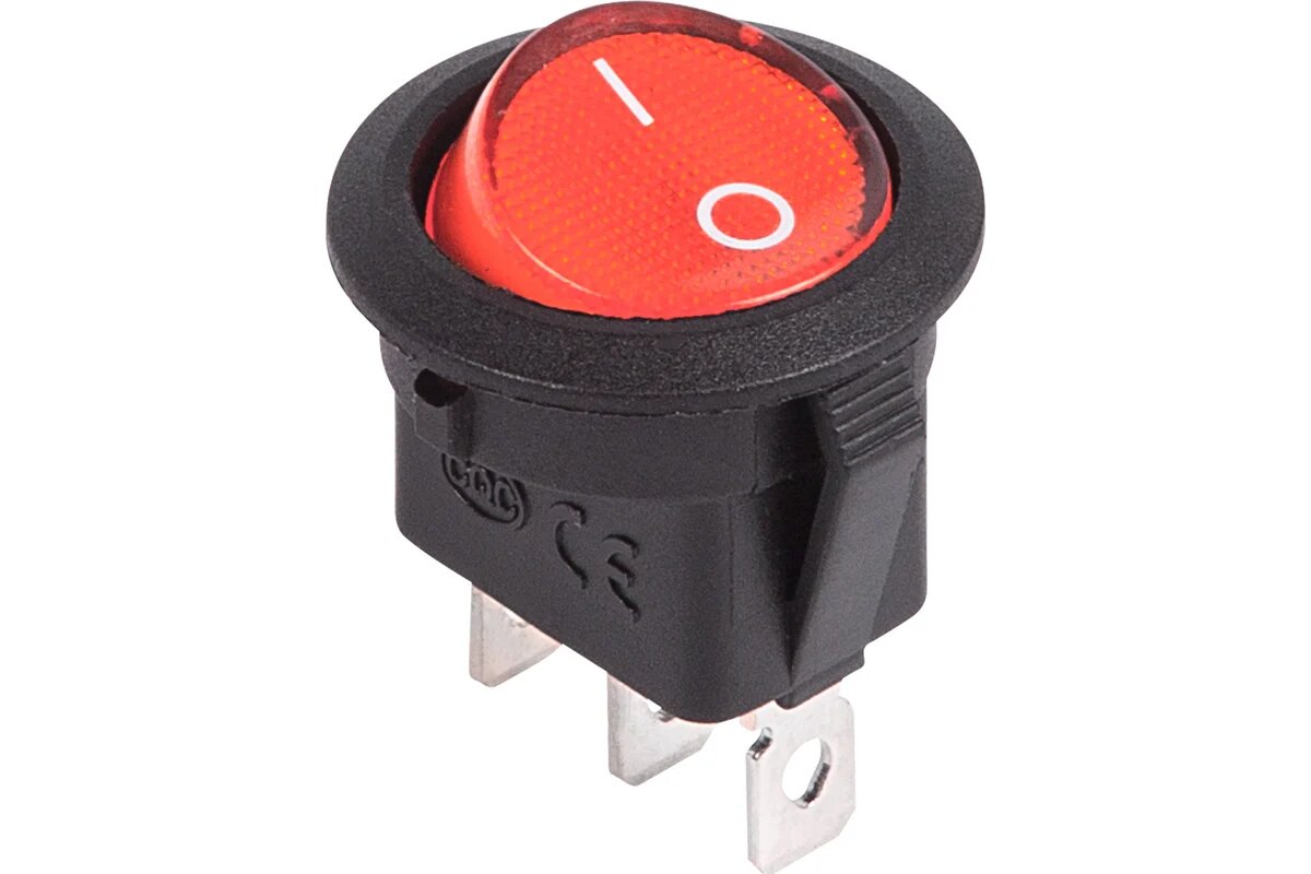 REXANT клавишный круглый выключатель 12V 20A 3С on/off красный с подсветкой RWB-214