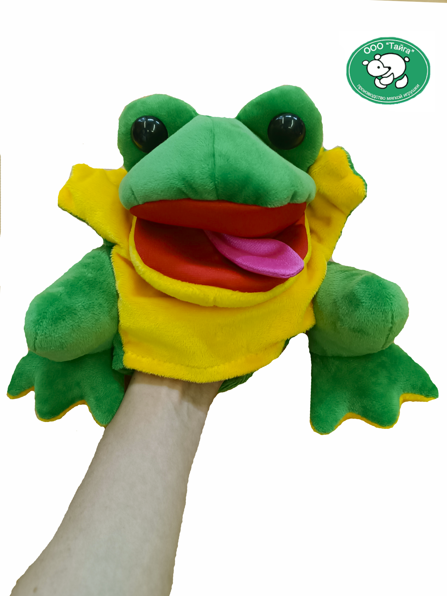 Логопеческая игрушка на руку "Тайга" с открывающимся ртом и подвижным языком "Лягушка"