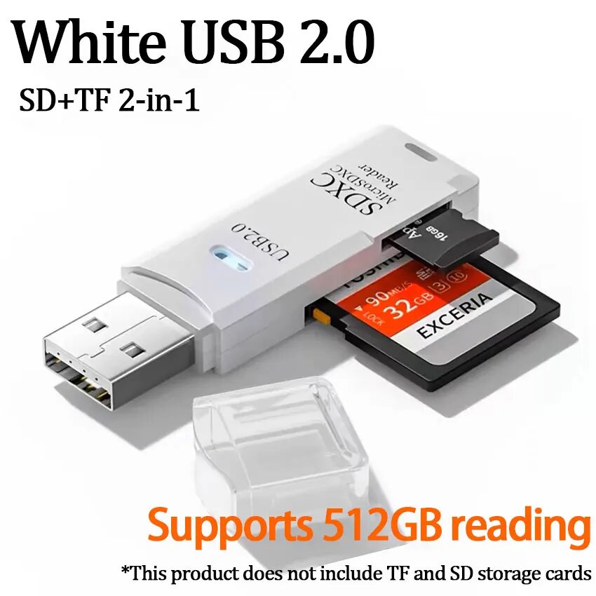 JCD USB 2.0/3.0 кардридер 2.0white