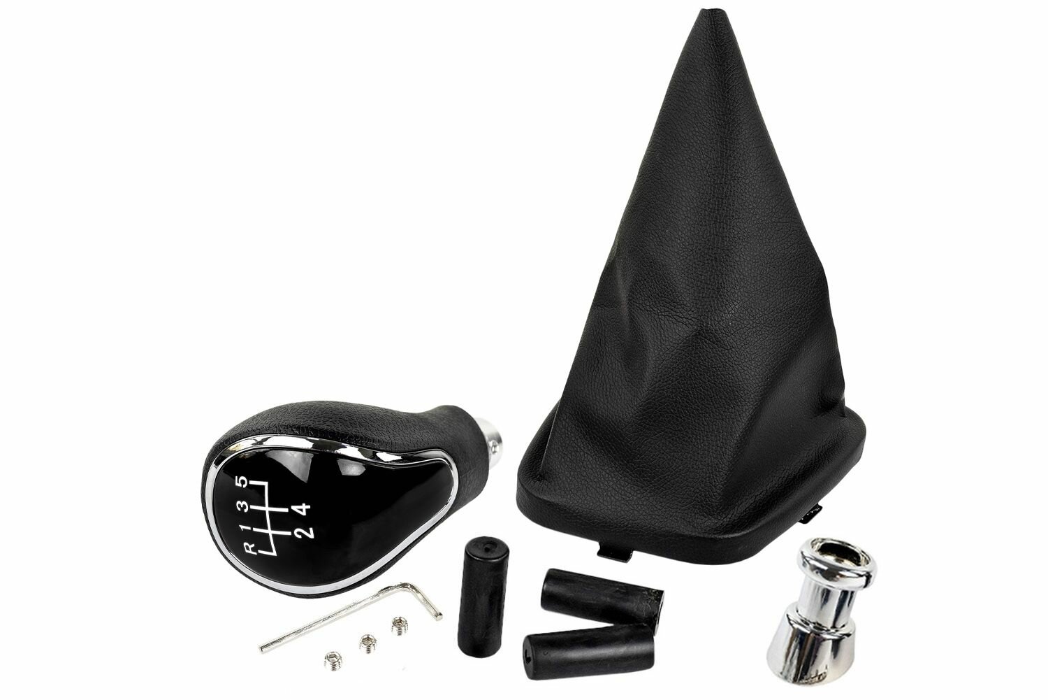 Ручка КПП хром с белой LED подсветкой и пыльником для ВАЗ 2110, 2111, 2112