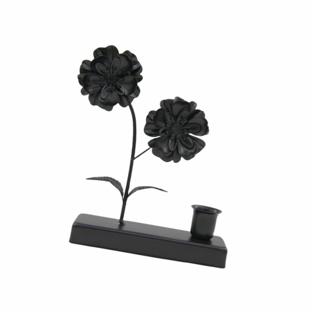 Креативный подсвечник из кованого железа с лепестками-черный