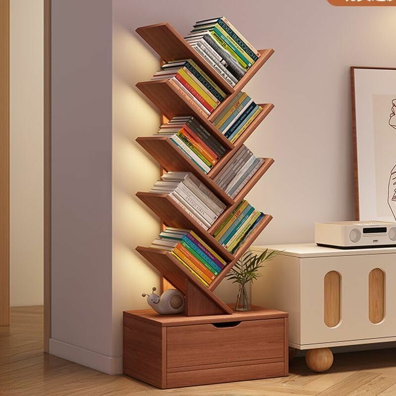 Книжная полка, 6-этажная книжная полка со шкафом для хранения вещей
