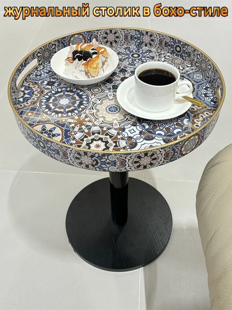 Журнальный стол Fletiter, темно-зеленый, с ручкой, с ножками, барокко, 38х38х45 см