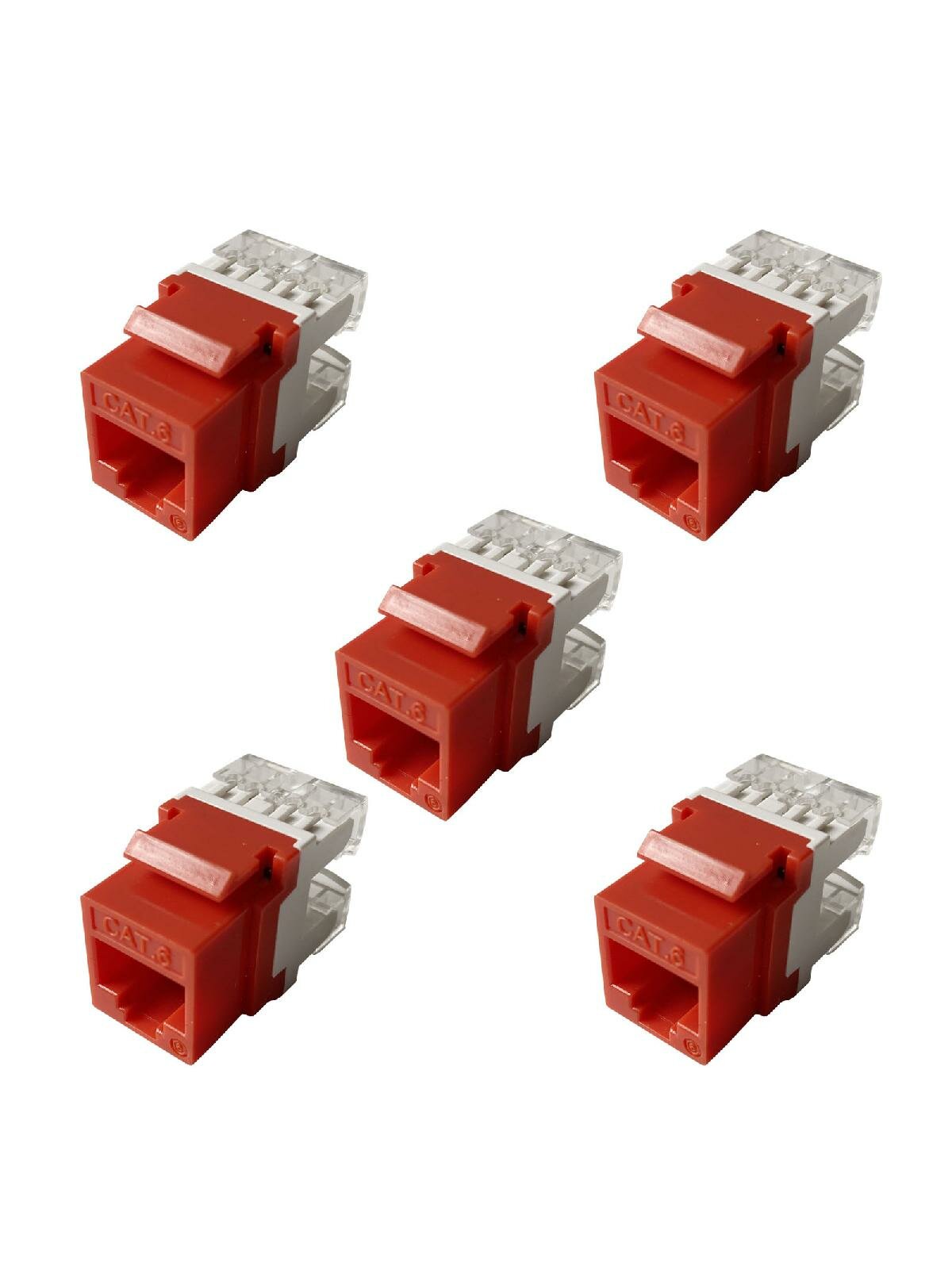 5-Pack CAT6 RJ45 Insert Keystone LAN Coupler Plug T568A/B Network Module Slot For Internet Jack Ethernet Connector