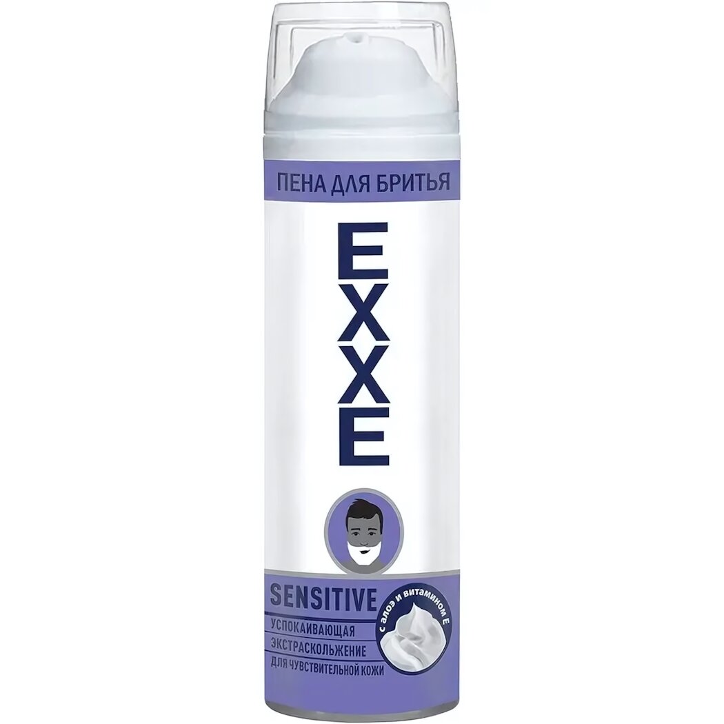 Пена для бритья EXXE Sensitive, успокаивающая с витаминами и алоэ, 200 мл