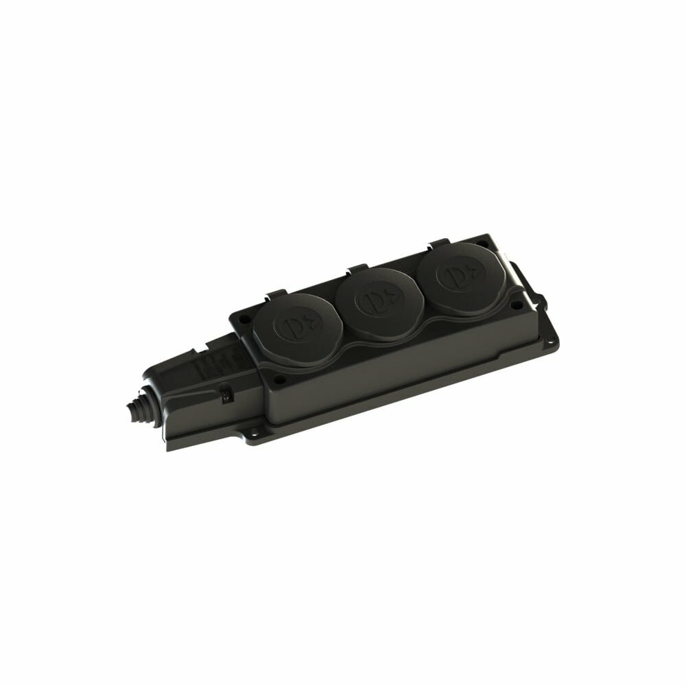Колодка удлинителя Systeme Electric 3-м MultiSet 16А 250В IP44 с заземл. каучук черн. SE MST4103BK