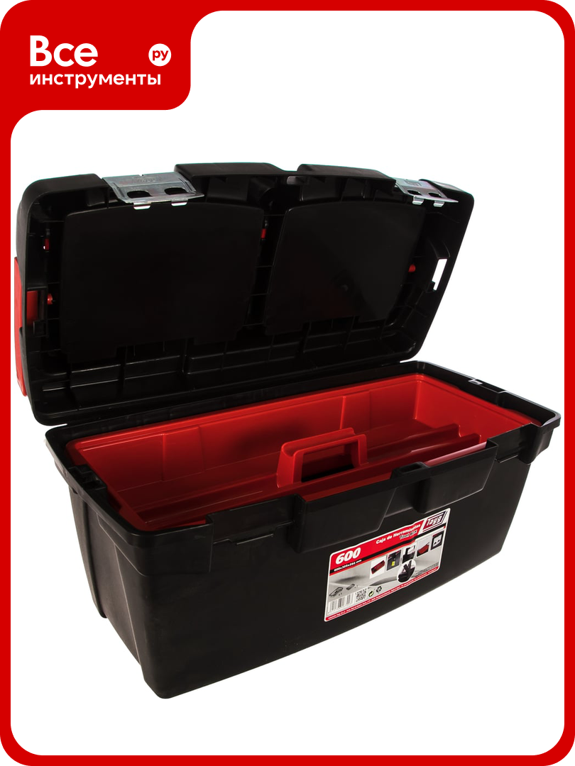 Ящик для инструментов 600x305x295 мм, +лоток + 2 съемных органайзера Tayg 167003 надежной конструкции
