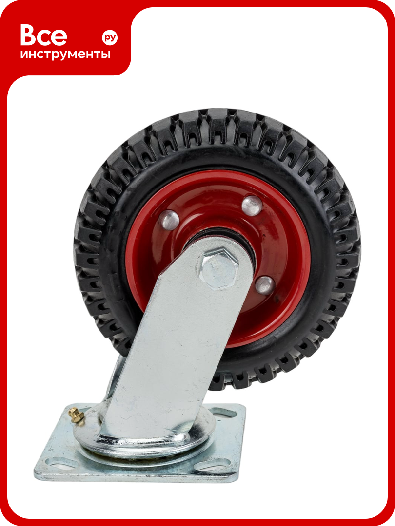 Колесо, 160, поворотное (литая резина; 160 мм) красный диск MFK-TORG SC80Л160