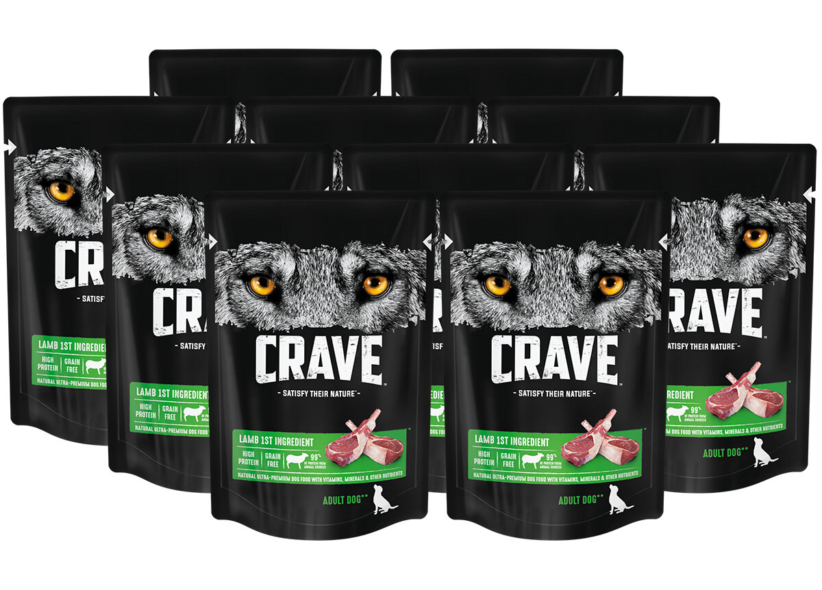 Корм влажный Crave для взрослых собак всех пород, ягненок в желе, 85 гр х 10 шт