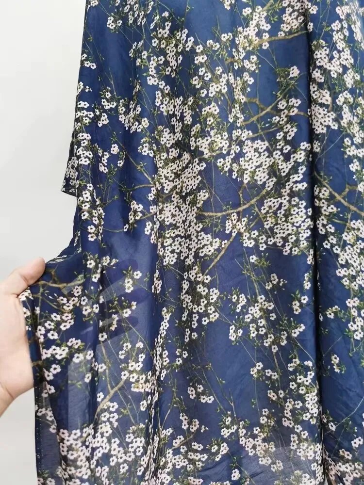 FABRIC SHIPPER Ретро шелк/хлопок ткань с цветочным принтом 1Meter X 1.35Meter, color 3 silk cotton