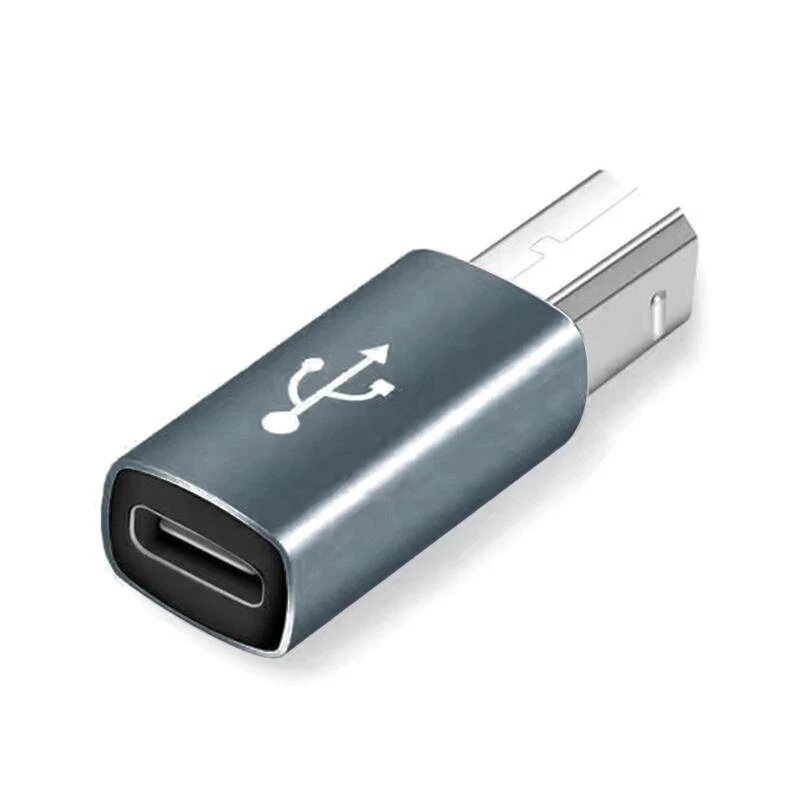 Адаптер USB 2.0 для принтера USB Type C — Type B «папа» для принтера, жесткий диск, Straight Silver