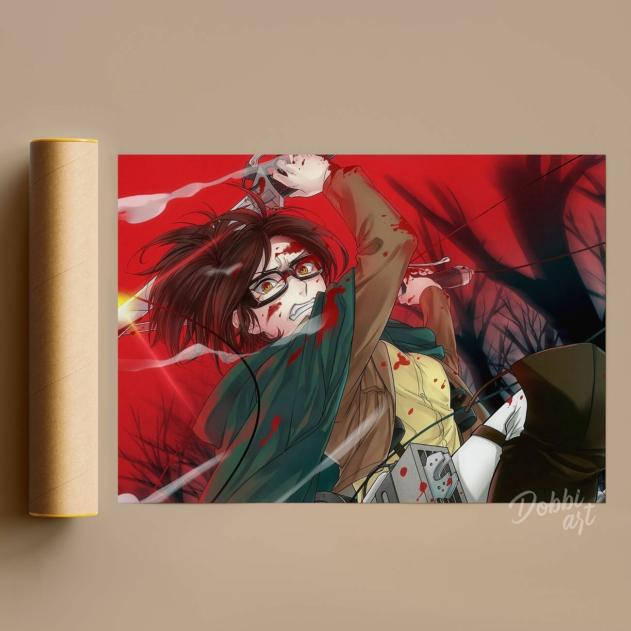 Постер Атака Титанов 50х70 см без рамы/ Attack on Titan, Ханджи/ Плакат по аниме, для интерьера, в подарок