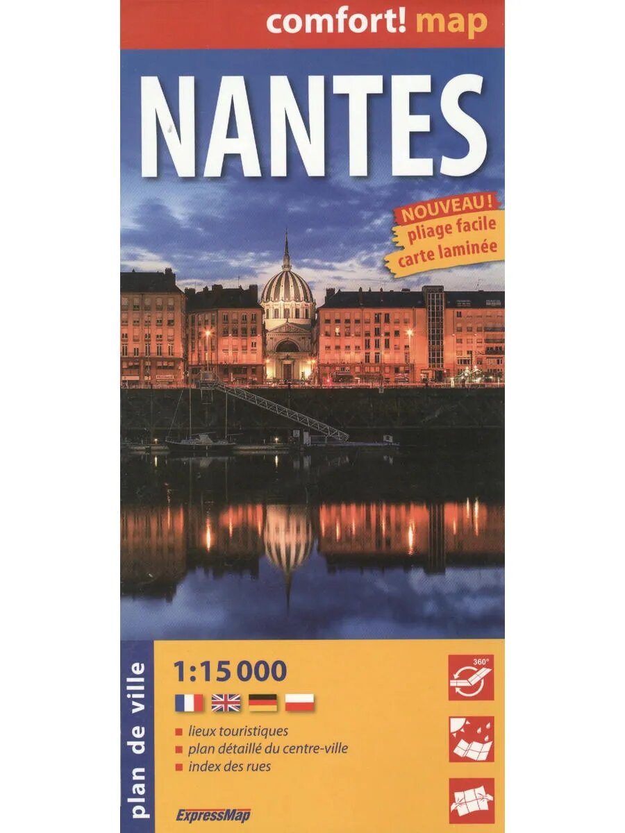 Nantes = Нант. Ламинированная карта. 1:15 000