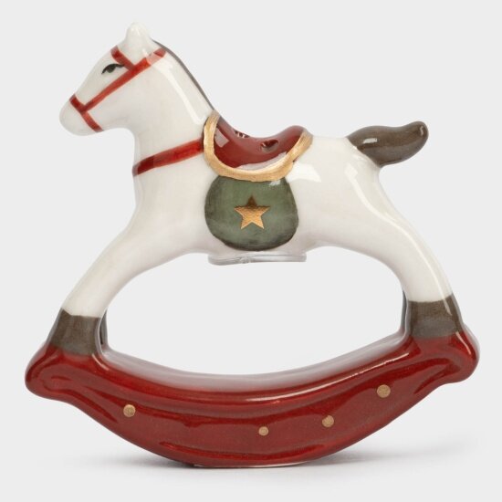 Емкость для специй Anna Lafarg Bright horse Лошадка-качалка 7 см, фарфор, бежево-бордовый (ANLAF-XIA-220125-5)