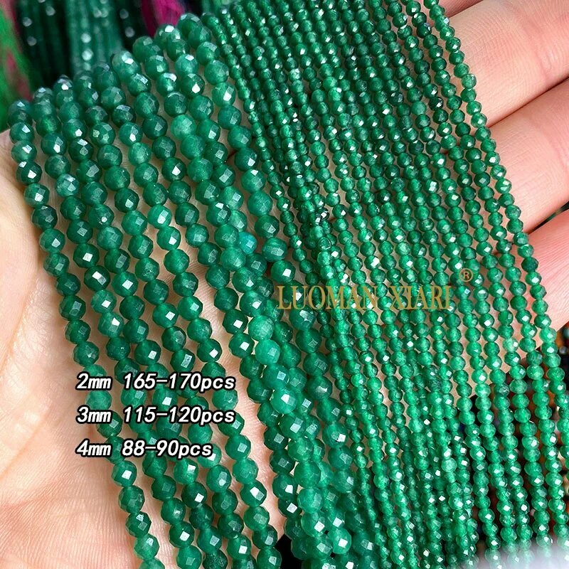 Натуральные бусины халцедон LUOMAN XIARI изумрудно-зелёный 3mm