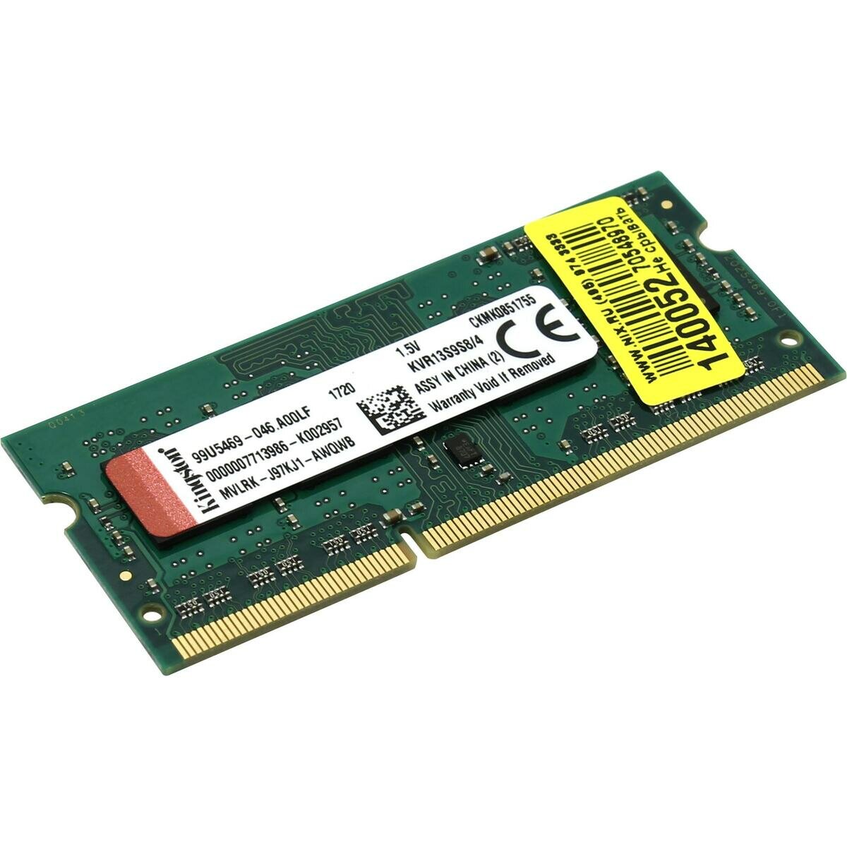 Kingston KVR13S9S8/4 DDR3 SODIMM 4Gb PC3-10600 CL9 (for NoteBook)