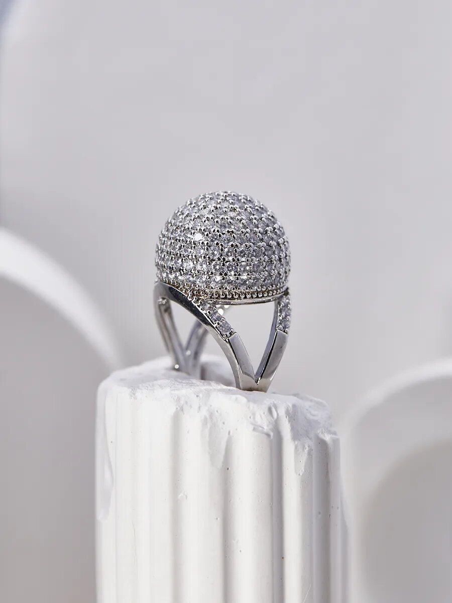 Кольцо, кристалл, фианит, циркон