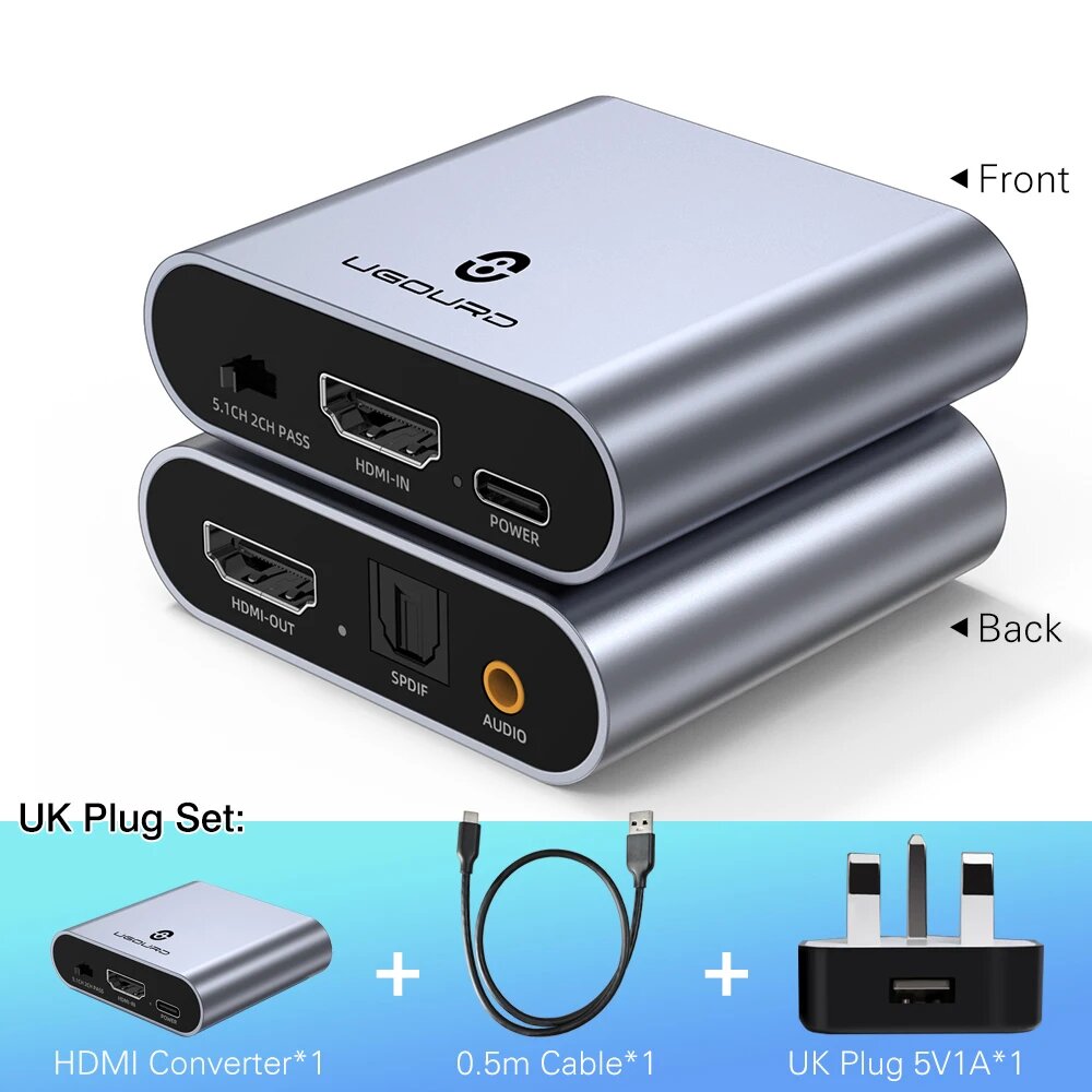 UGOURD HDMI аудиоэкстрактор 3.5 мм UK Plug Set