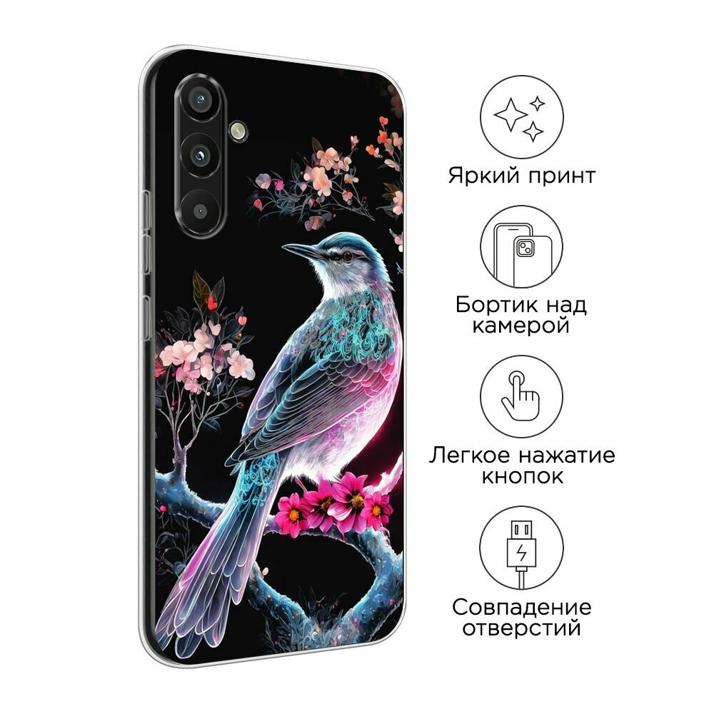 Чехол на Samsung Galaxy A34 / Самсунг A34 с принтом "Птица на цветущем дереве" — фото 1