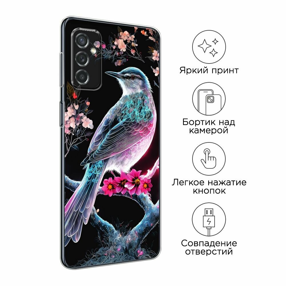 Чехол на Samsung Galaxy M52 / Самсунг Галакси M52 с принтом "Птица на цветущем дереве" — фото 1