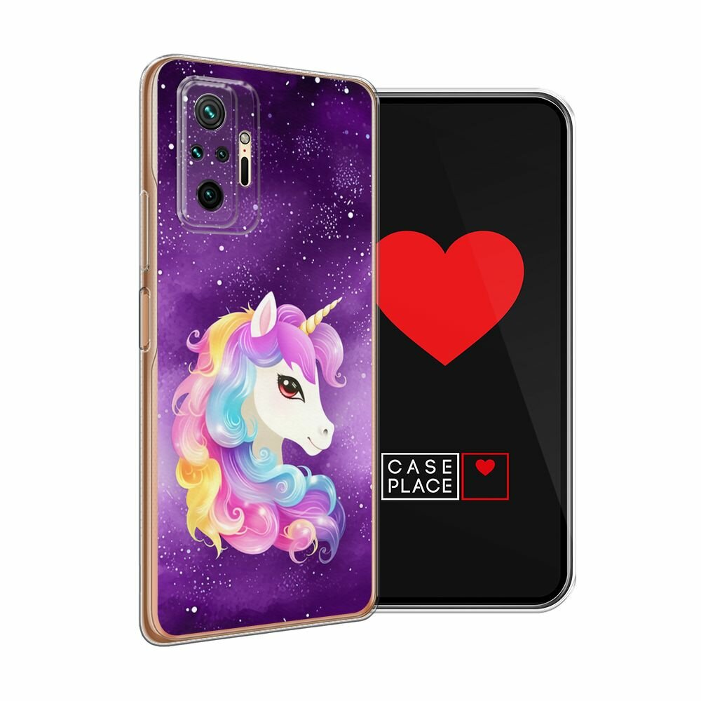 Чехол на Xiaomi Redmi Note 10 Pro / Сяоми Редми Нот 10 Pro с принтом "Кудрявый единорог" — фото 1