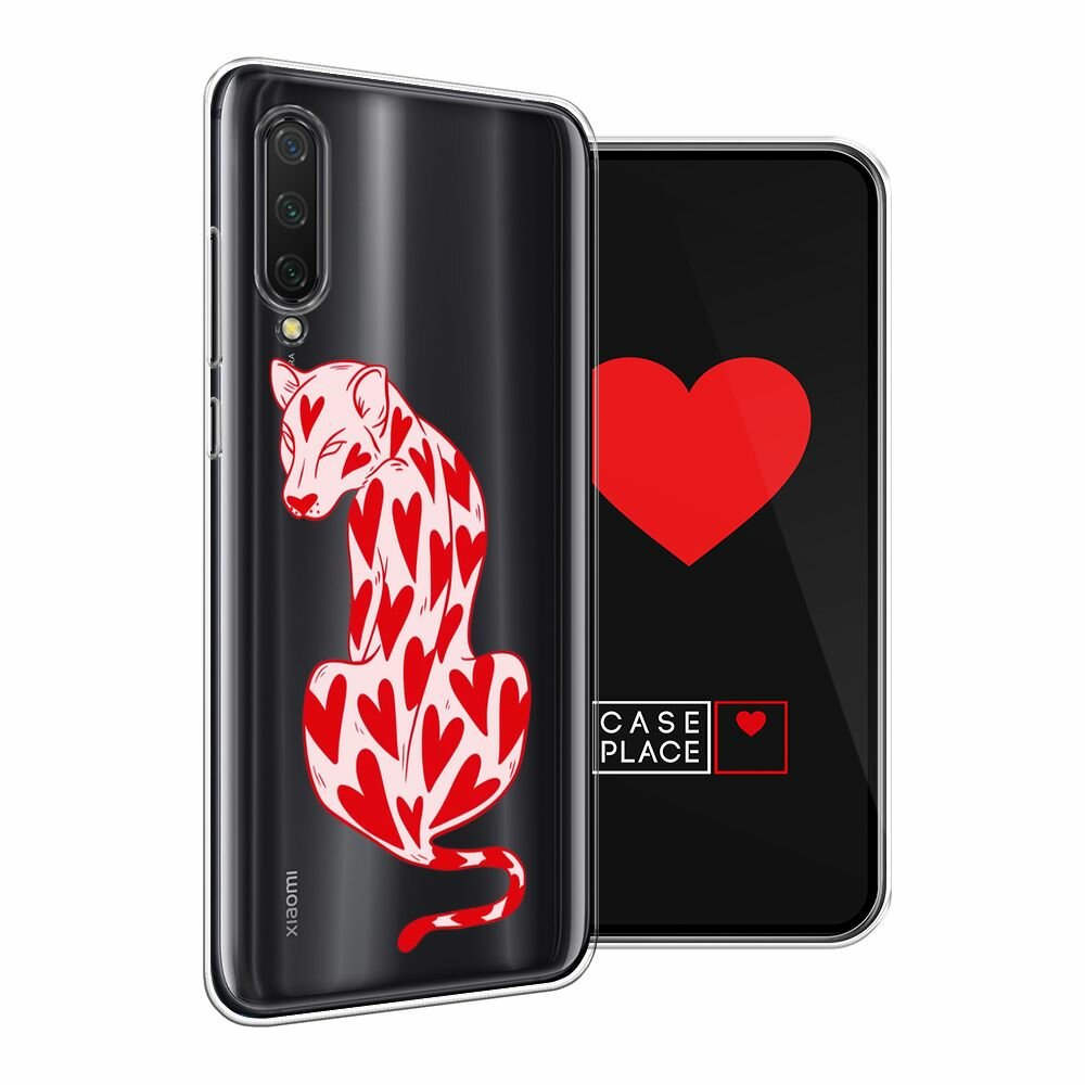 Чехол на Xiaomi Mi CC9/A3 Lite/9 Lite / Сяоми Mi CC9/A3 Lite/9 Lite с принтом "Heart panther 2 - 14 февраля", прозрачный — фото 1