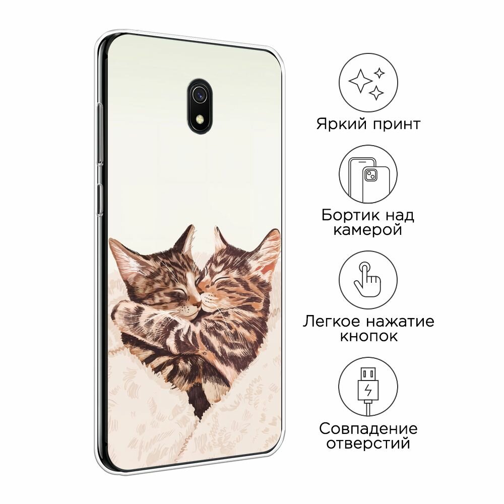 Чехол на Xiaomi Redmi 8A / Сяоми Редми 8А с принтом "Влюбленные котейки - 14 февраля" — фото 1