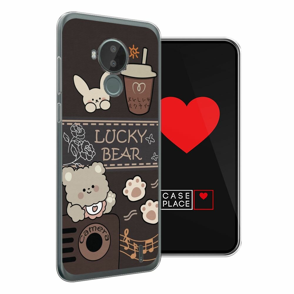 Чехол на Nokia C30 / Нокия C30 с принтом "Lucky bear coffee 1" — фото 1