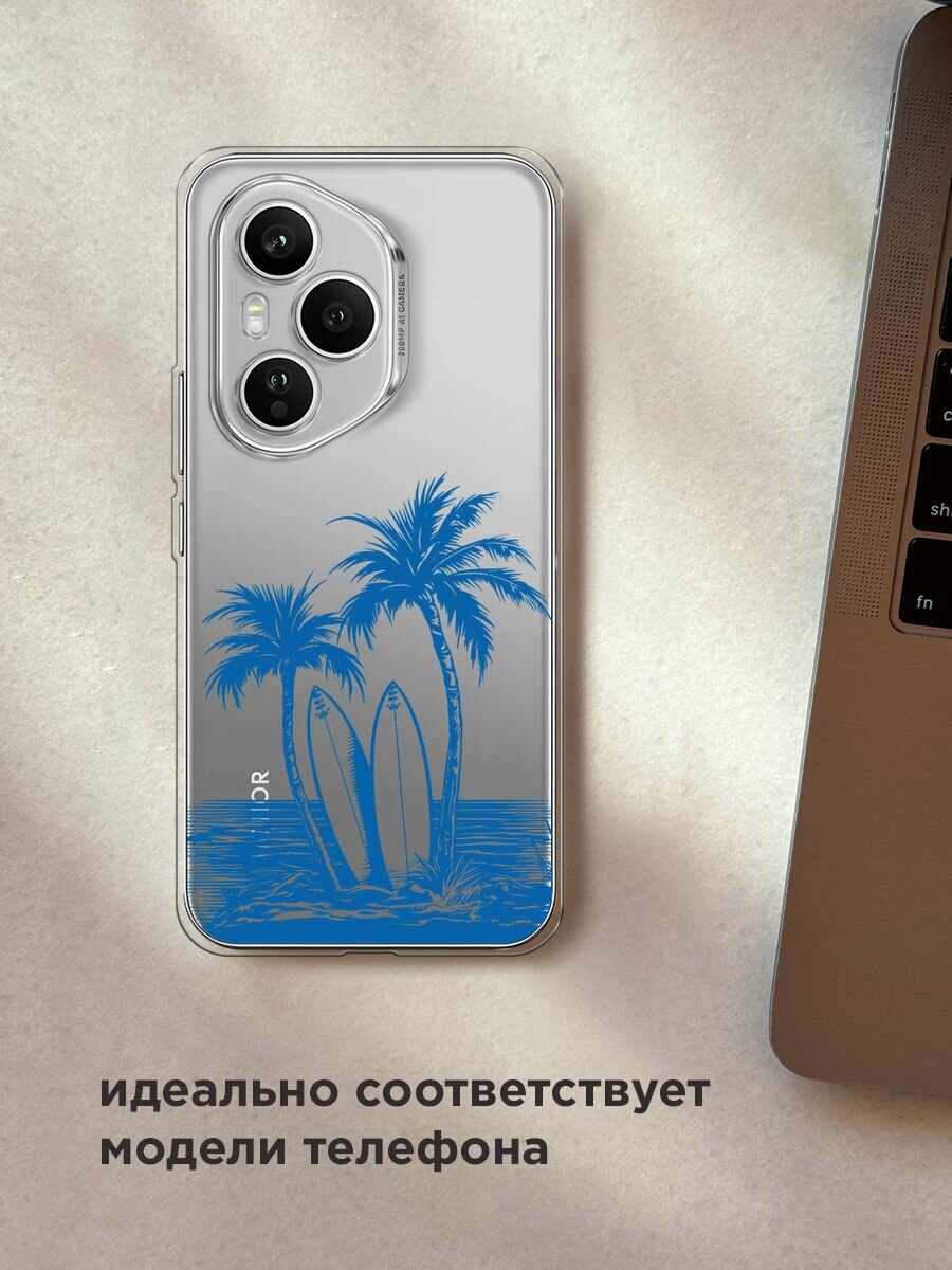 Чехол на Honor 400 Pro / Хонор 400 Про с принтом "Сёрфинг на островах 1", прозрачный — фото 1