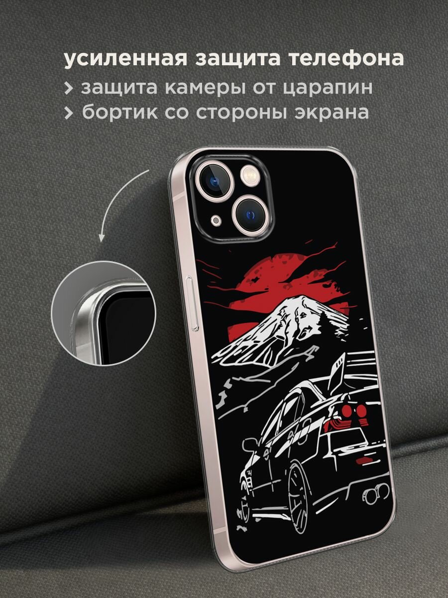 Чехол на Apple iPhone 13 / Айфон 13 с принтом "Машина в горах JDM" — фото 1
