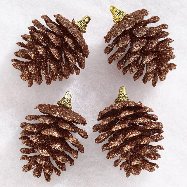 Елочные игрушки Шишки - Brandy Forest 6 см, 4 шт, пластик, Winter Deco, 1001155