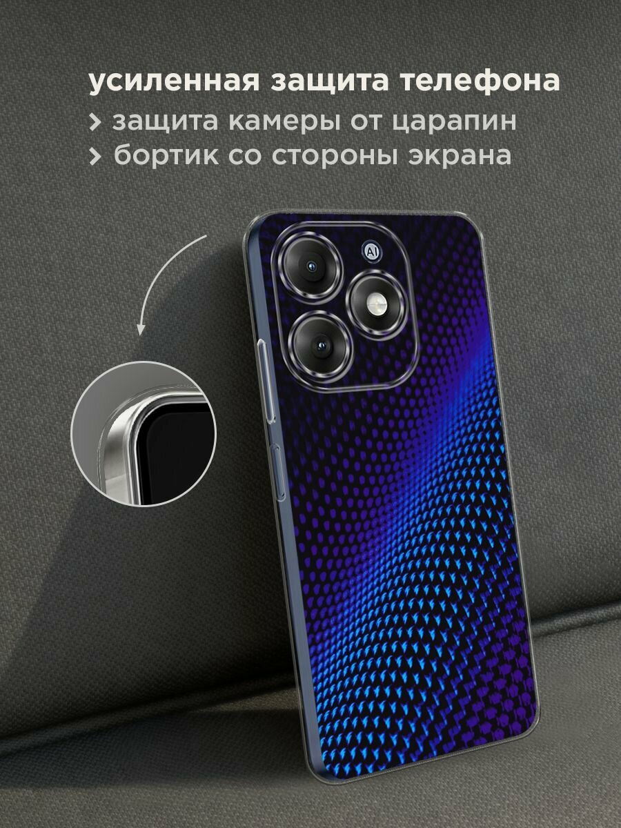 Силиконовый чехол на Itel A70 / Ител А70 с принтом "Синий карбон" — фото 1
