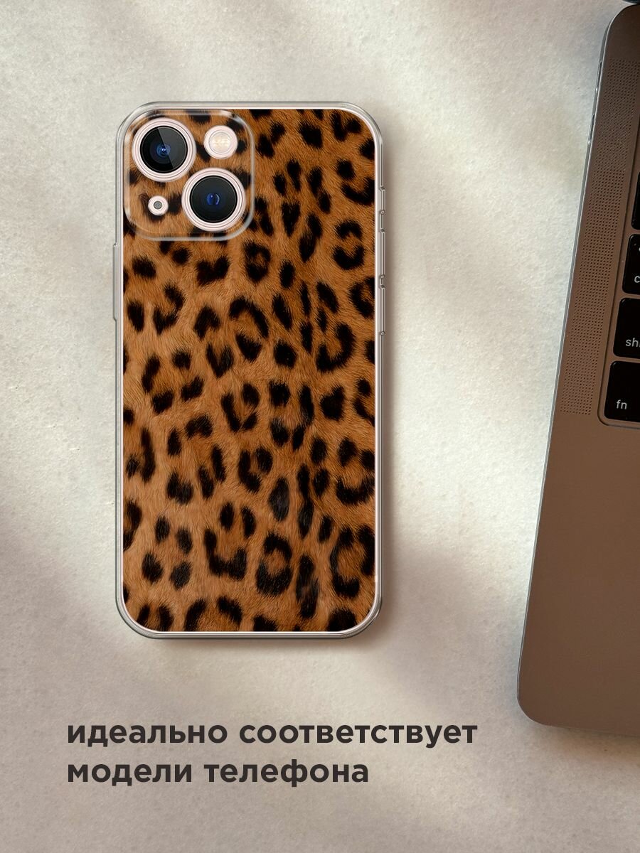 Чехол на Apple iPhone 13 mini / Айфон 13 мини с принтом "Мех леопарда" — фото 1