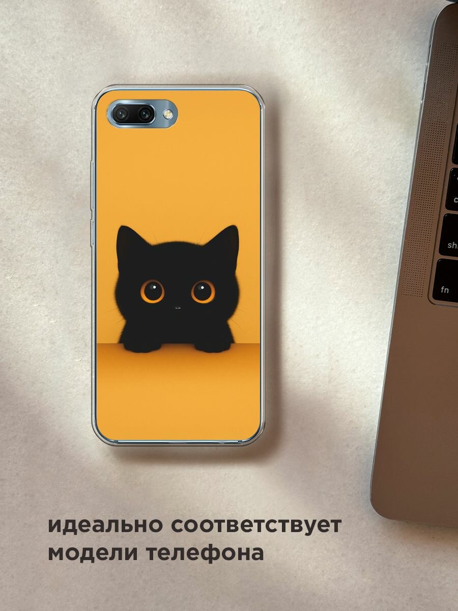 Силиконовый чехол на Honor 10 / Хонор 10 с принтом "Контрастный котик" — фото 1