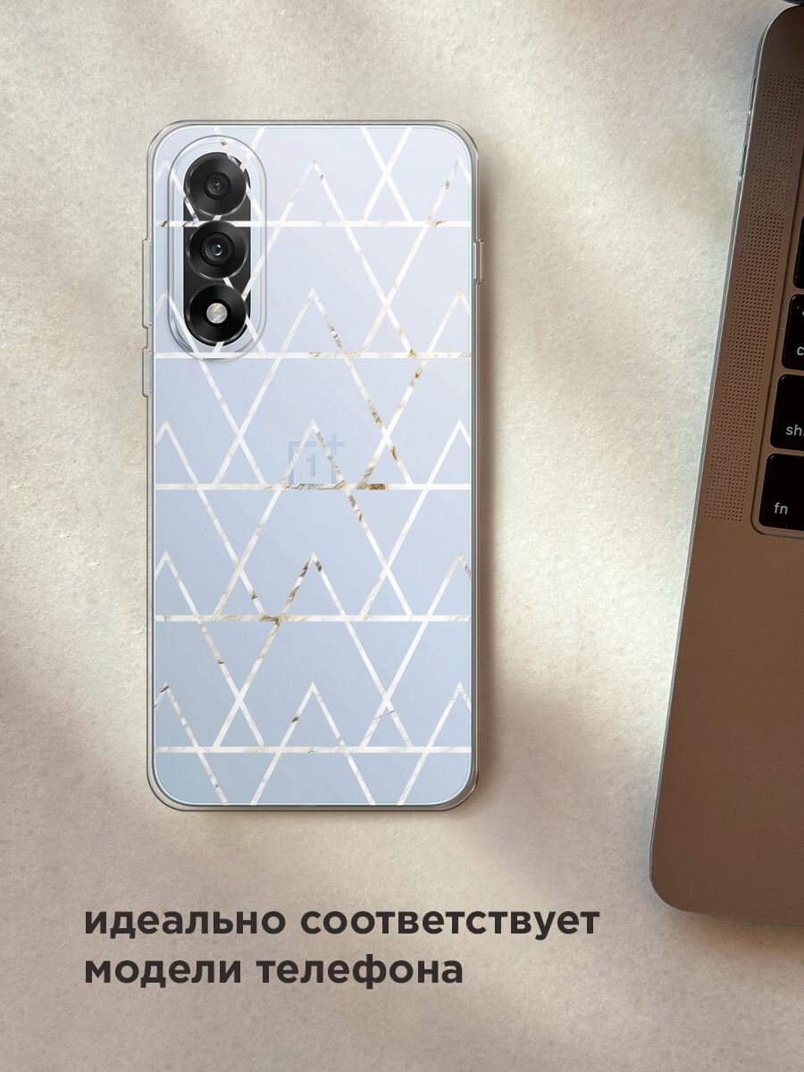 Чехол на OnePlus Nord 5 / Ван Плас Норд 5 с принтом "Треугольники трафарет", прозрачный — фото 1