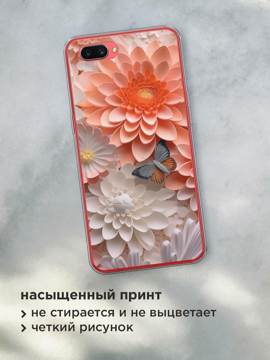 Силиконовый чехол на Oppo A3s / Oppo A3s с принтом "Бумажные цветы" — фото 1